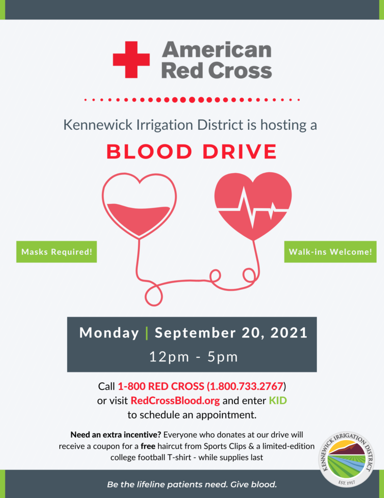 Be the Lifeline Patients Need. Give Blood - Kennewick Irrigation District